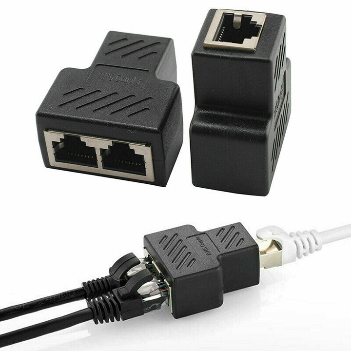 Set 2 splittere RJ45, Retea LAN, Ethernet, Cablu Doppler 1-2 Dual Port ...