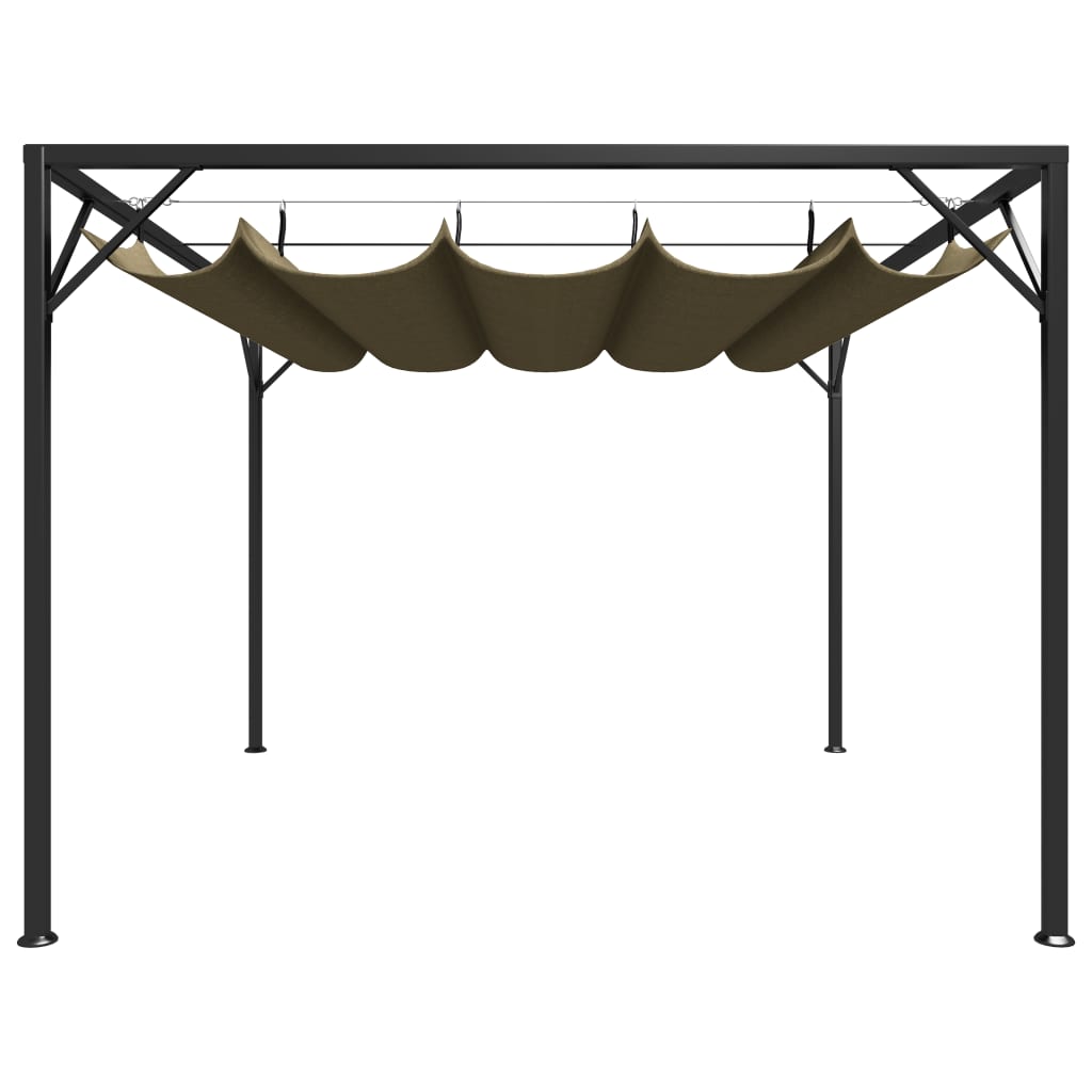 Pavilion gradina, acoperis retractabil gri taupe 3x3 m 180 g/m² ...