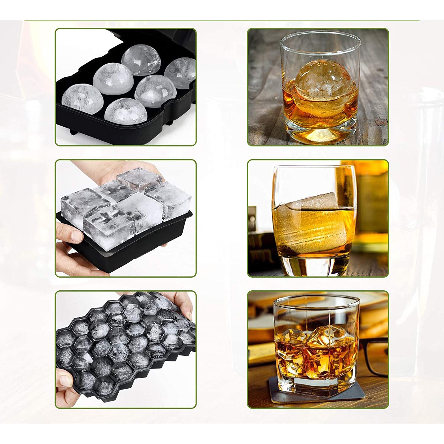 Set 3 forme din silicon pentru gheata Elastix, negru - eMAG.ro
