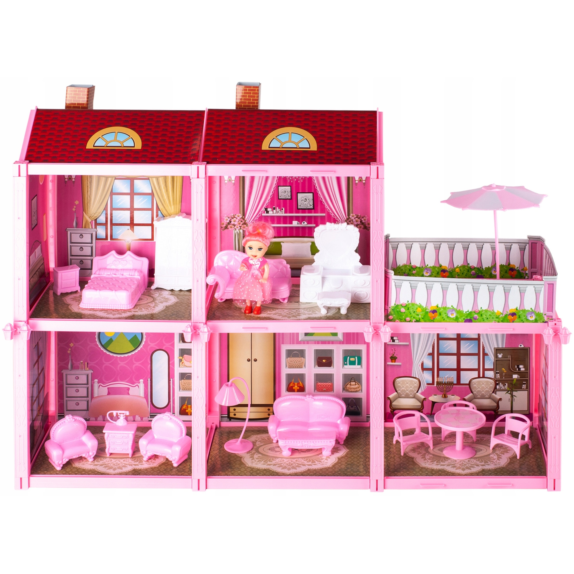 Casuta de Papusi cu Mobilier Dream House idealSTORE, Dimensiuni 46 x 60 ...