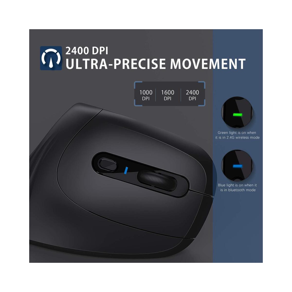 Mouse wireless ergonomic Jelly Comb vertical, Bluetooth, 2400 DPI ...