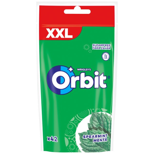 Guma de mestecat cu aroma de menta Orbit Spearmint, 58 g - eMAG.ro