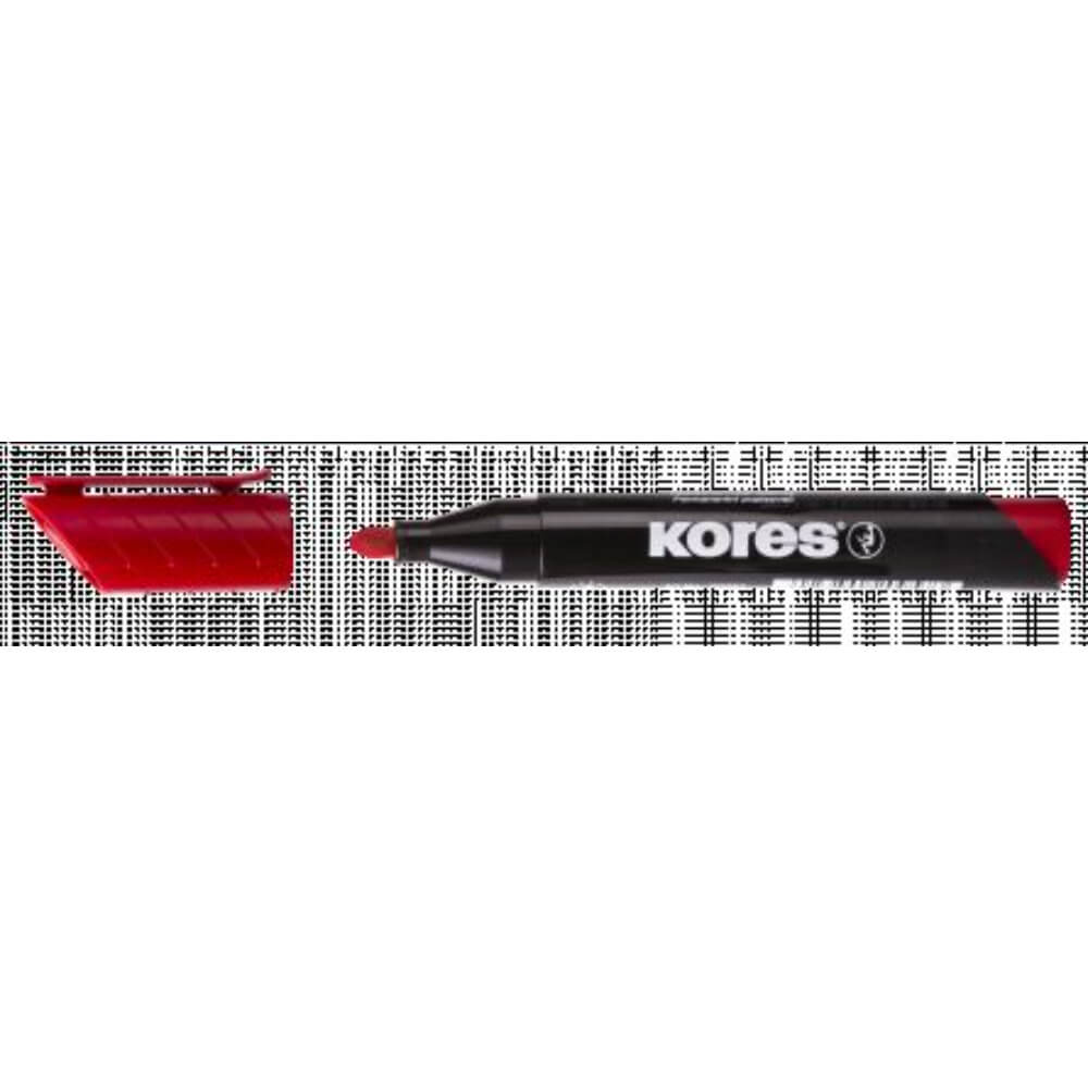 Перманентен маркер Kores, кръгъл връх, 3 mm, червен - eMAG.bg