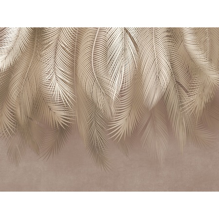 Fototapet, Frunze bej pe fundal crem maro, 250x 450cm, Design modern ...