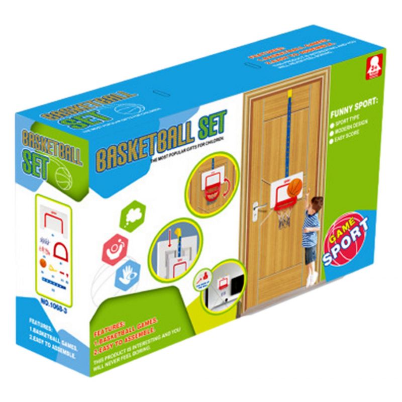 Set mini Panou cos de baschet suspendat, mini minge inclusa, Multicolor ...