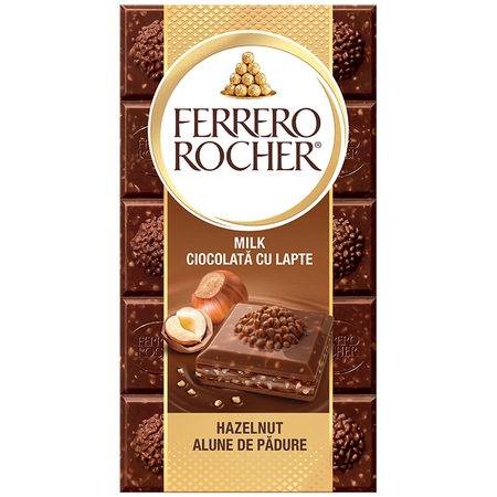 Tableta Ciocolata cu lapte Rocher Tablets Alune de padure si Lapte, 90g ...