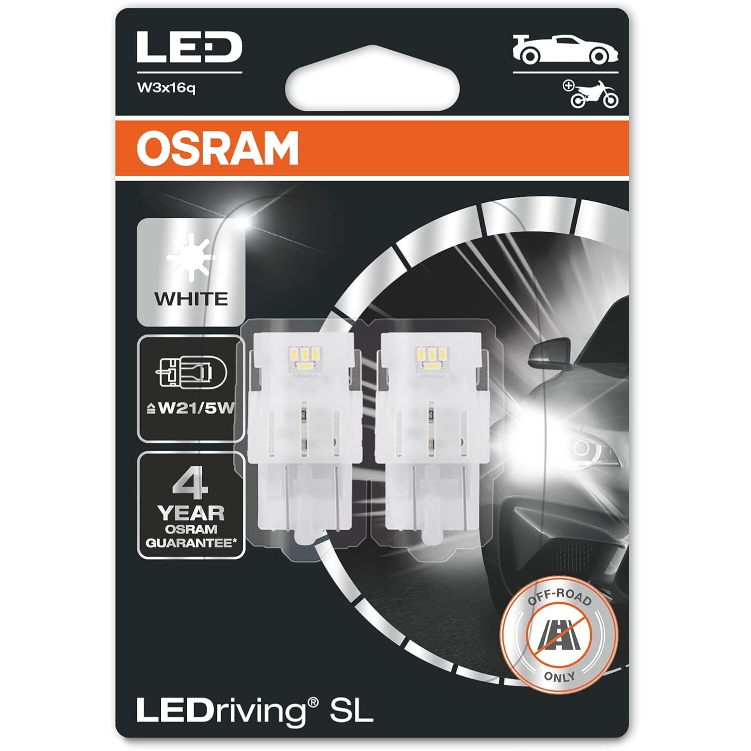 Set 2 becuri led auto pozitie/stop frana W21/5W Osram LEDriving SL, 2 ...