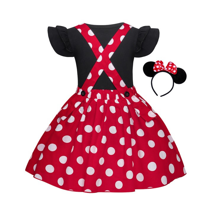 Costum carnaval Cosplay Minnie Mouse din 3 piese AmzBarley®, paiete ...