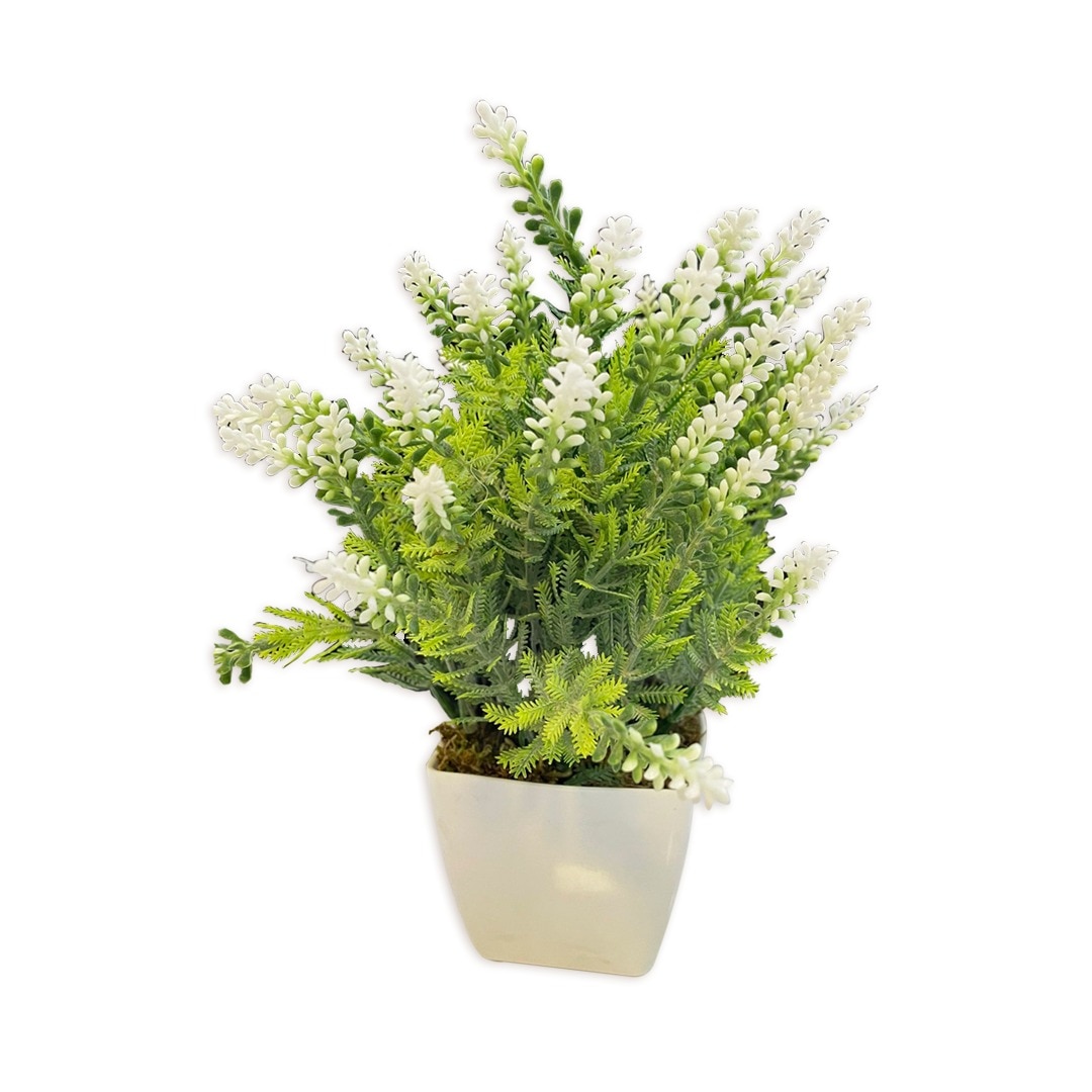 Floare artificiala, lavanda alba in ghiveci, euroflora - eMAG.ro