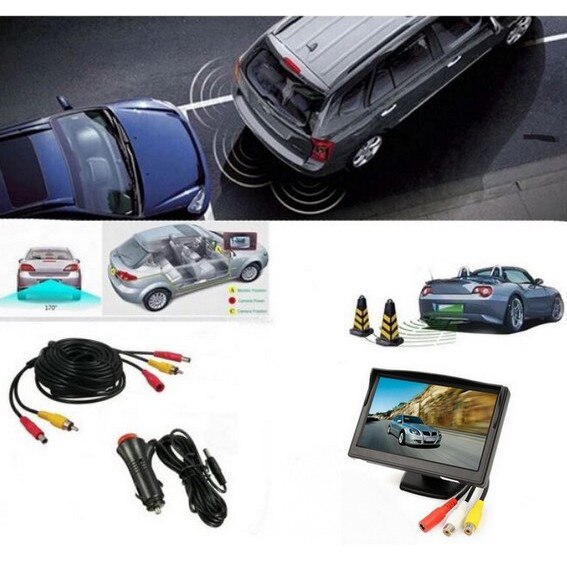 Monitor Auto Lcd 5 Inch Rezolutie HD 800X480 Cu Sursa Bricheta Cablu 6 ...