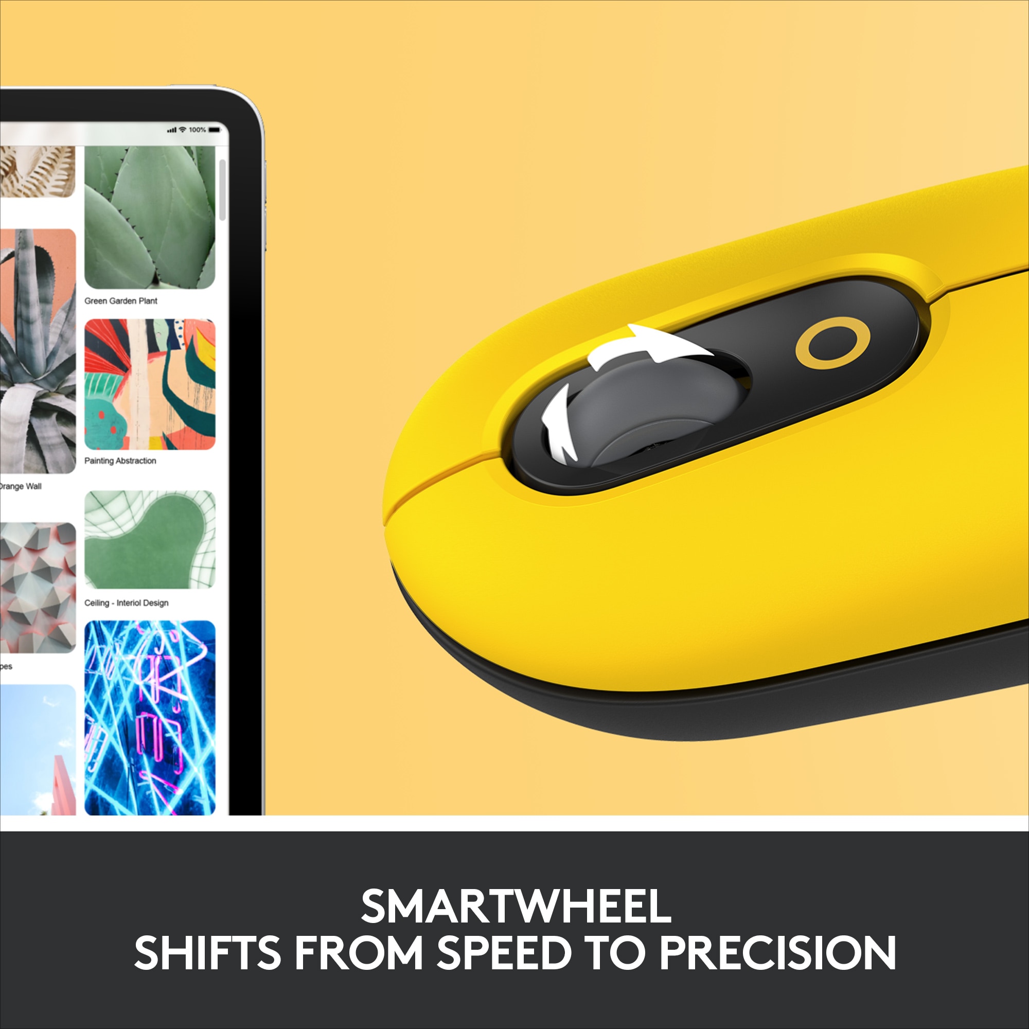 Mouse wireless Logitech Pop Blast, Ambidextru, Galben - eMAG.ro