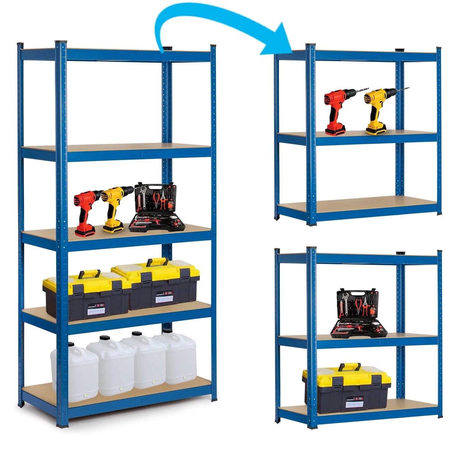 Raft metalic DacEnergy©, raft din MDF, 5 rafturi, montaj fara suruburi ...