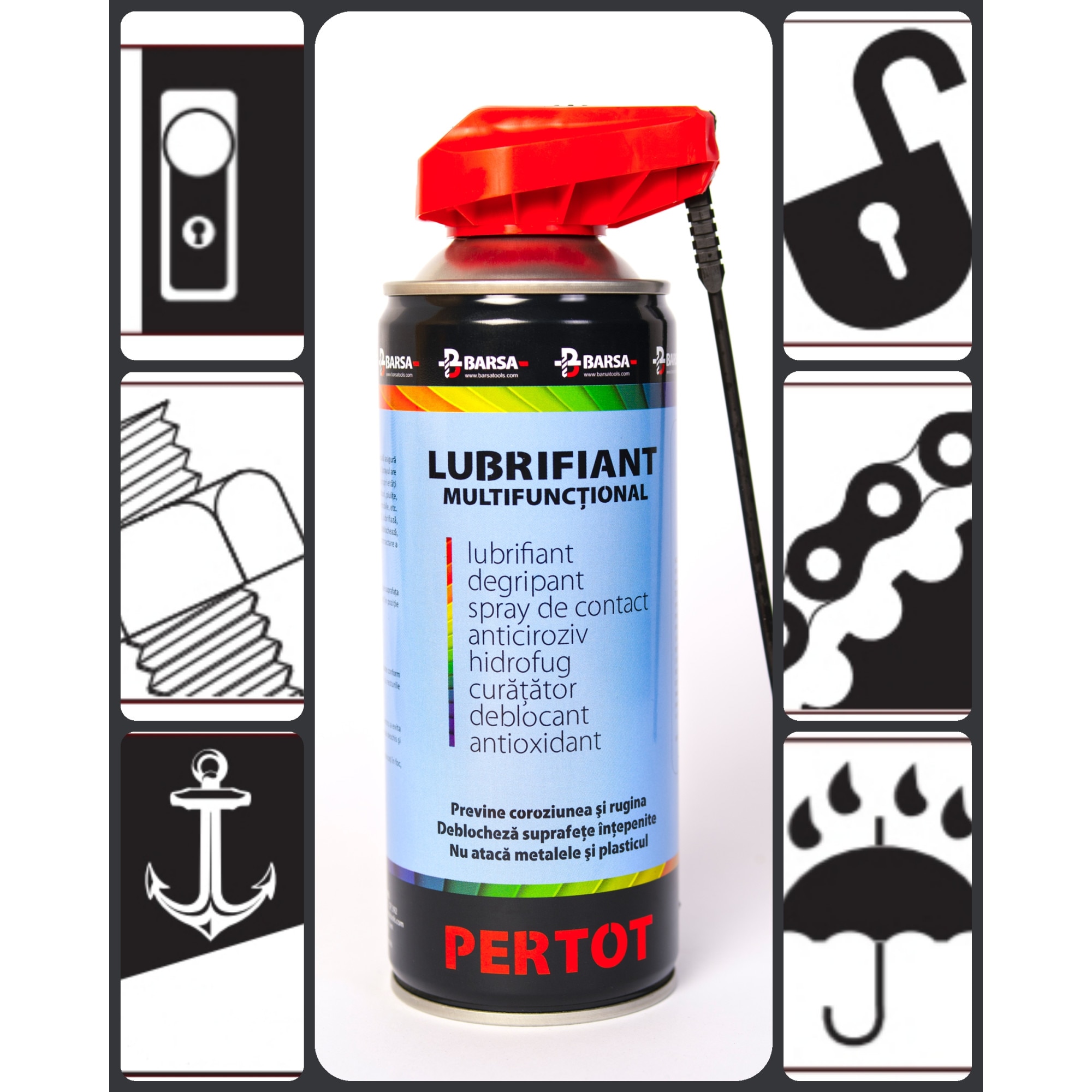 Lubrifiant auto, Pertot, multifunctional, spray degripant, 400 ml - eMAG.ro