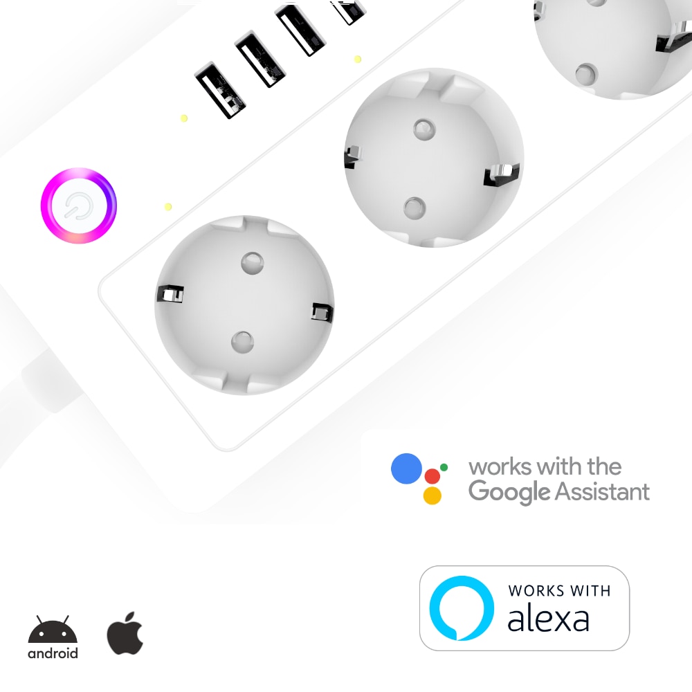 Prelungitor inteligent Smart WiFi cu 4 prize Schuko controlabile ...