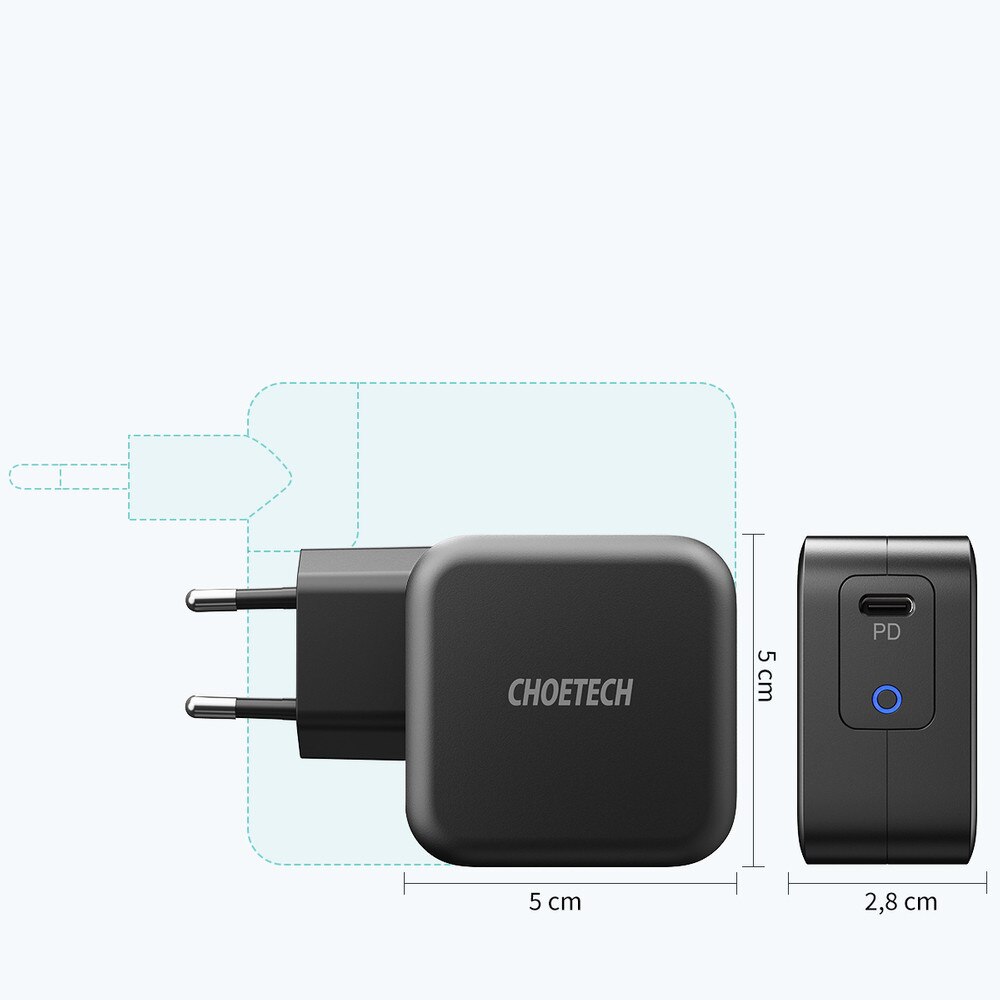 Choetech Utazási Fali Töltő Gan Usb Type C 60w Power Delivery Usb