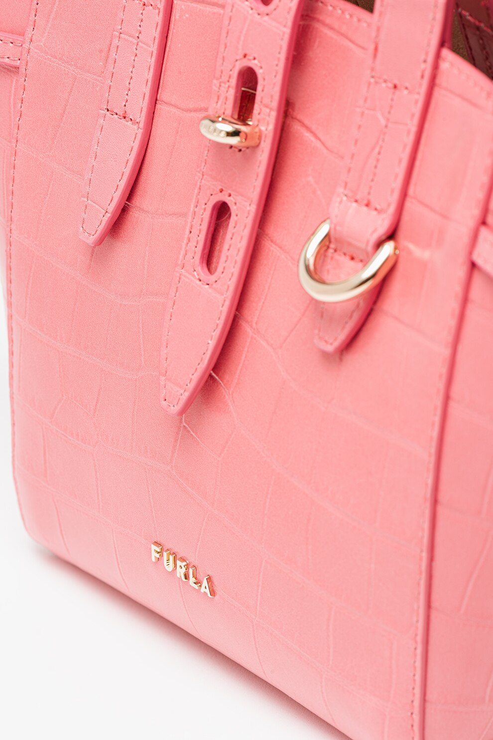 Furla, Geanta crossbody din piele cu aspect de piele de crocodil ...