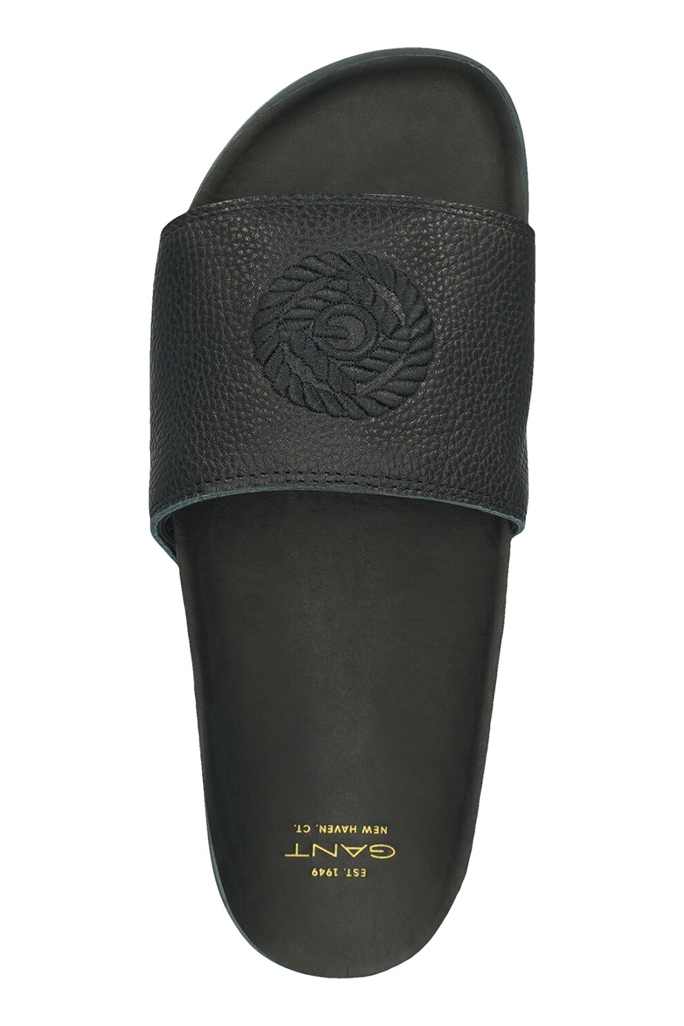 Gant, Кожени чехли с бродирано лого, Черен, 38 - eMAG.bg