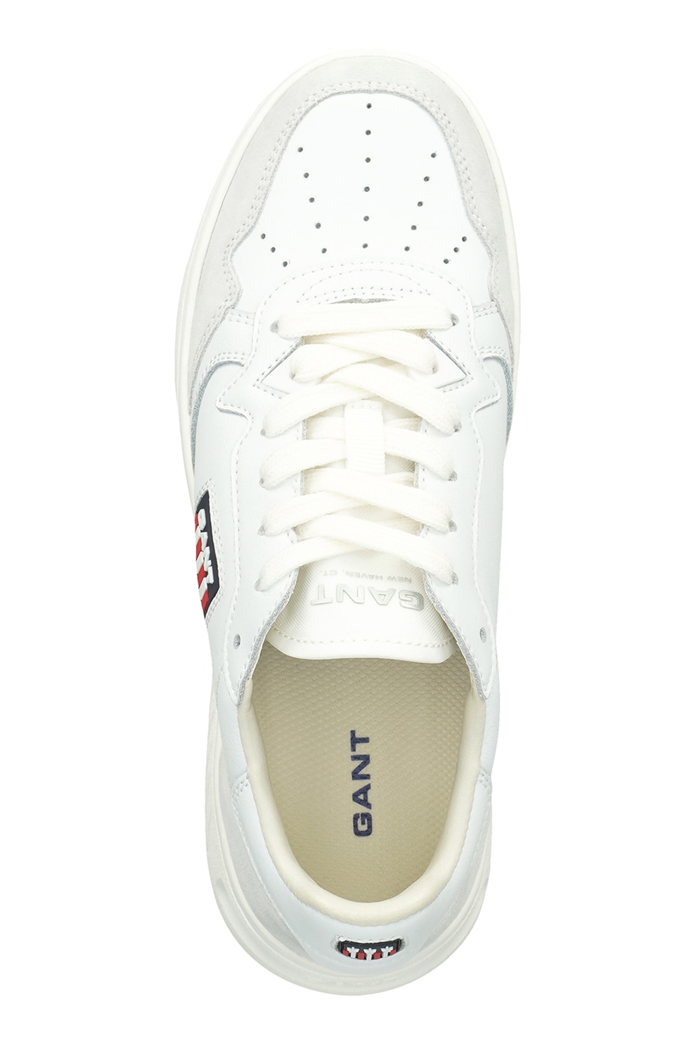 Gant, Pantofi sport din piele cu detalii logo, Alb, Alb prafuit, 38 ...