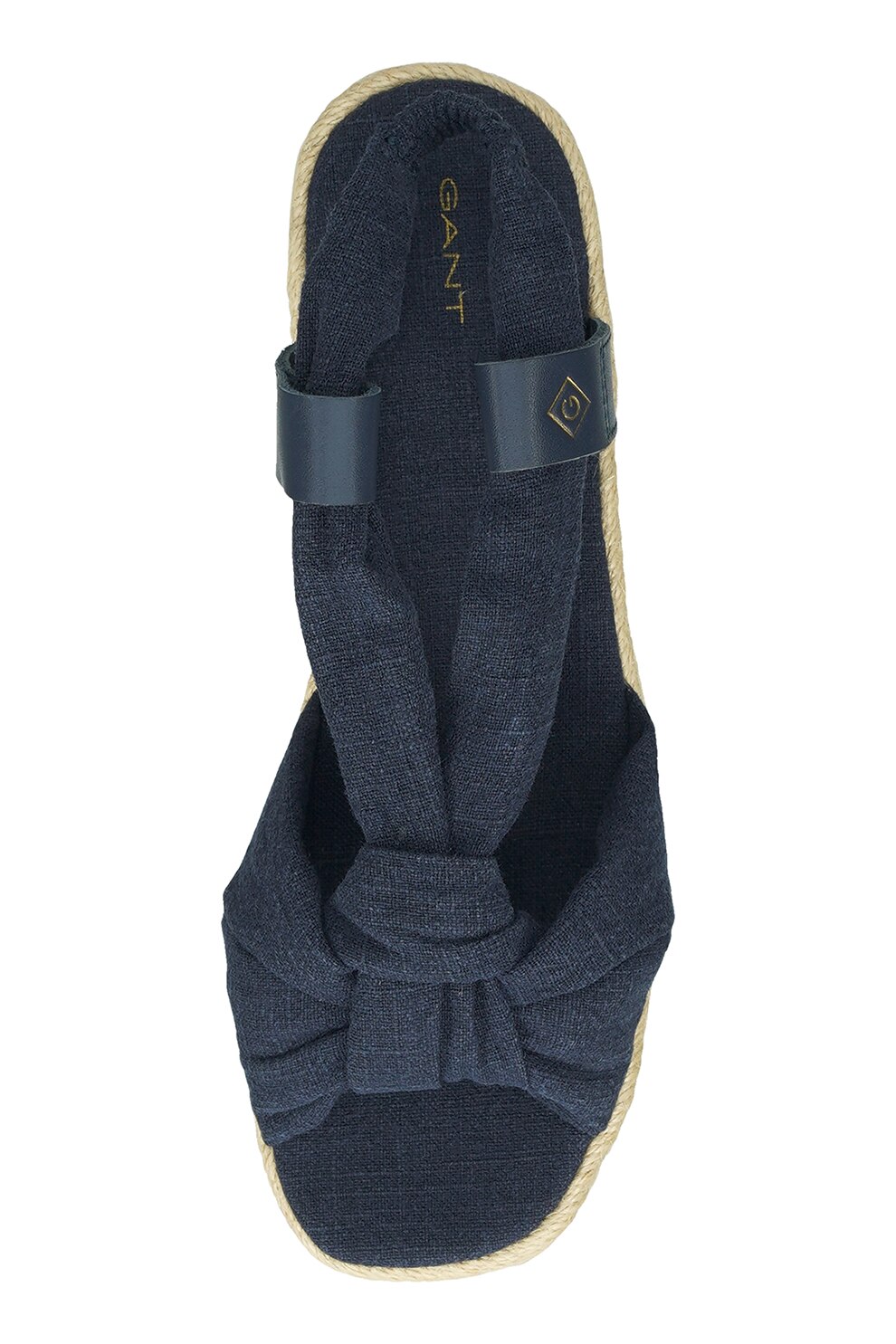 Gant, Sandale tip espadrile cu talpa wedge si model cu nod, Bleumarin ...