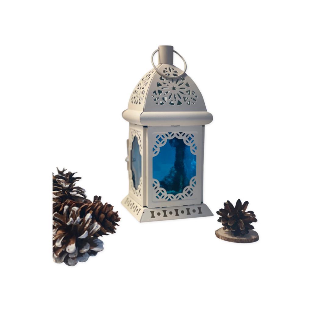 Felinar sticla vitraliu – Turquoise White, Vitralii Moderne, 10 X 10 X ...