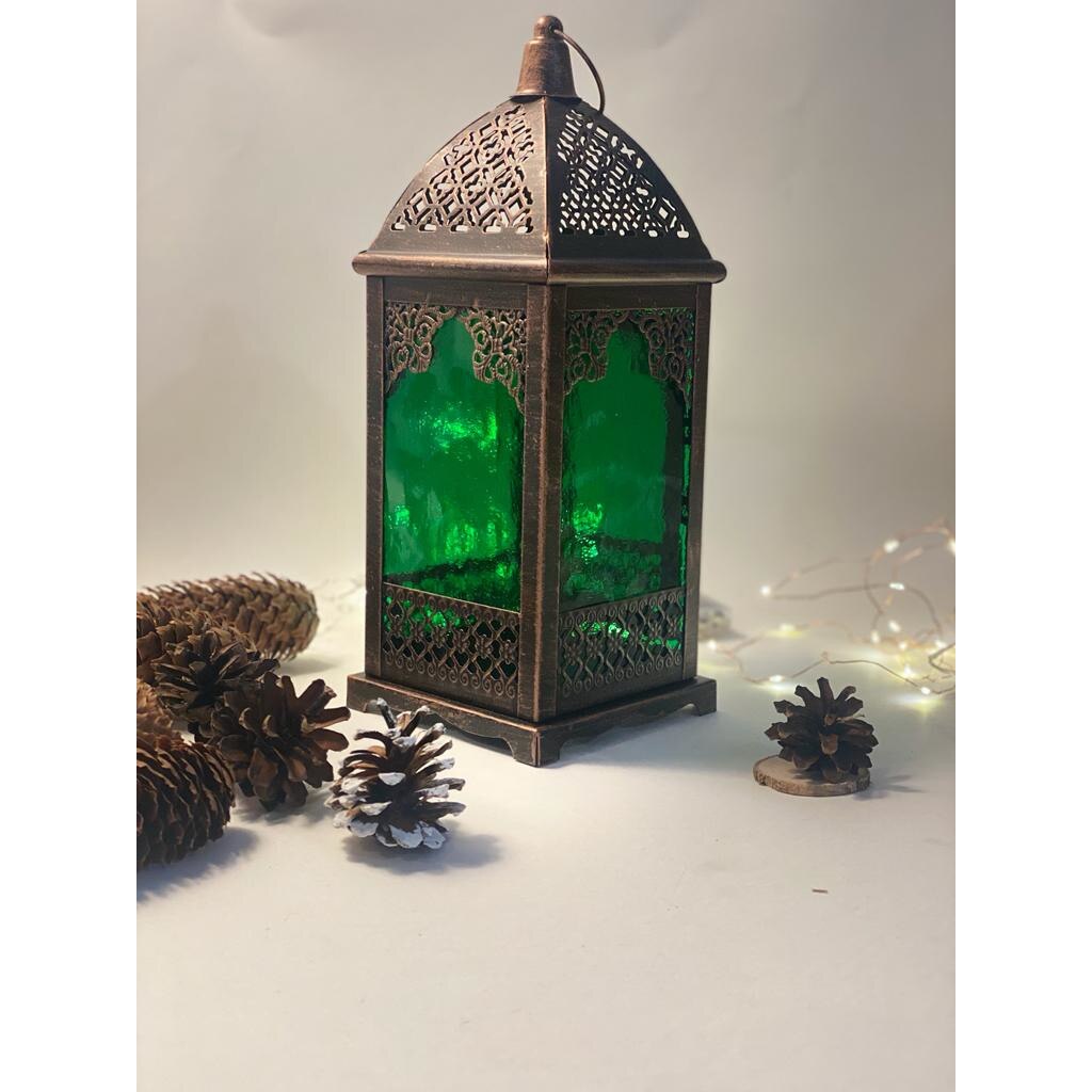 Felinar sticla vitraliu – Green, Vitralii Moderne, 12.5 X 12.5 X 31 cm ...