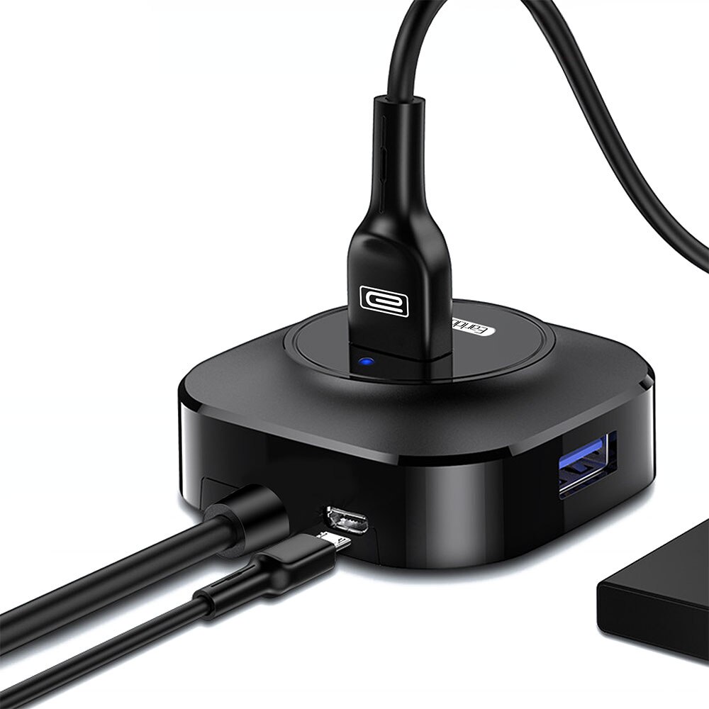 HUB USB Earldom cu 4 porturi USB 3.0, incarcare micro USB - eMAG.ro