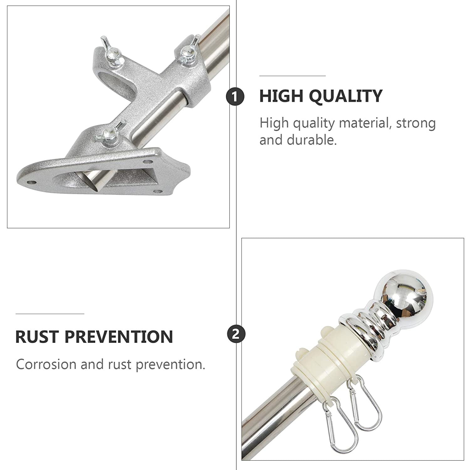 Set steag Romania 135x90 cm cu lance si suport metalic pentru perete ...