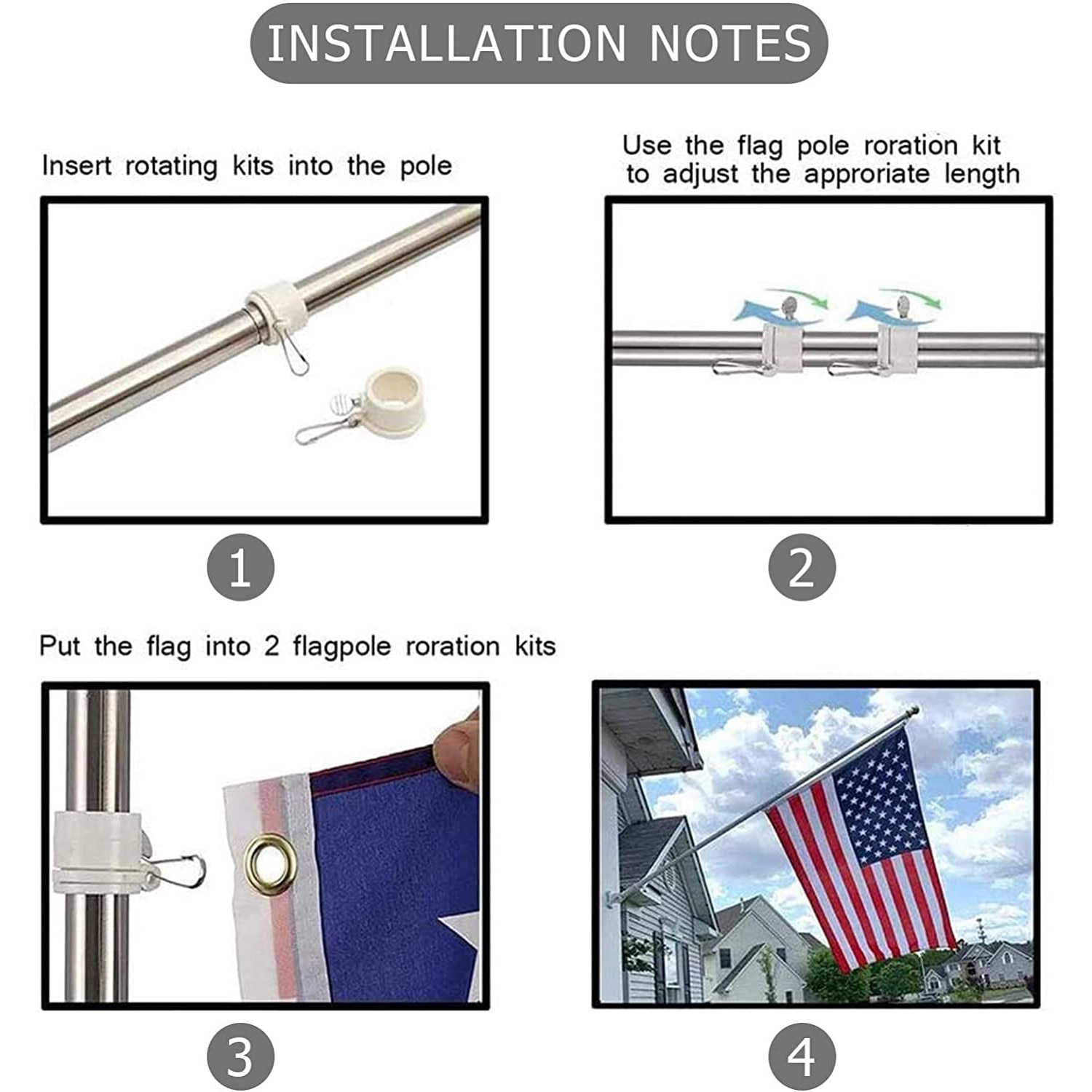 Set steag Romania 135x90 cm cu lance si suport metalic pentru perete ...