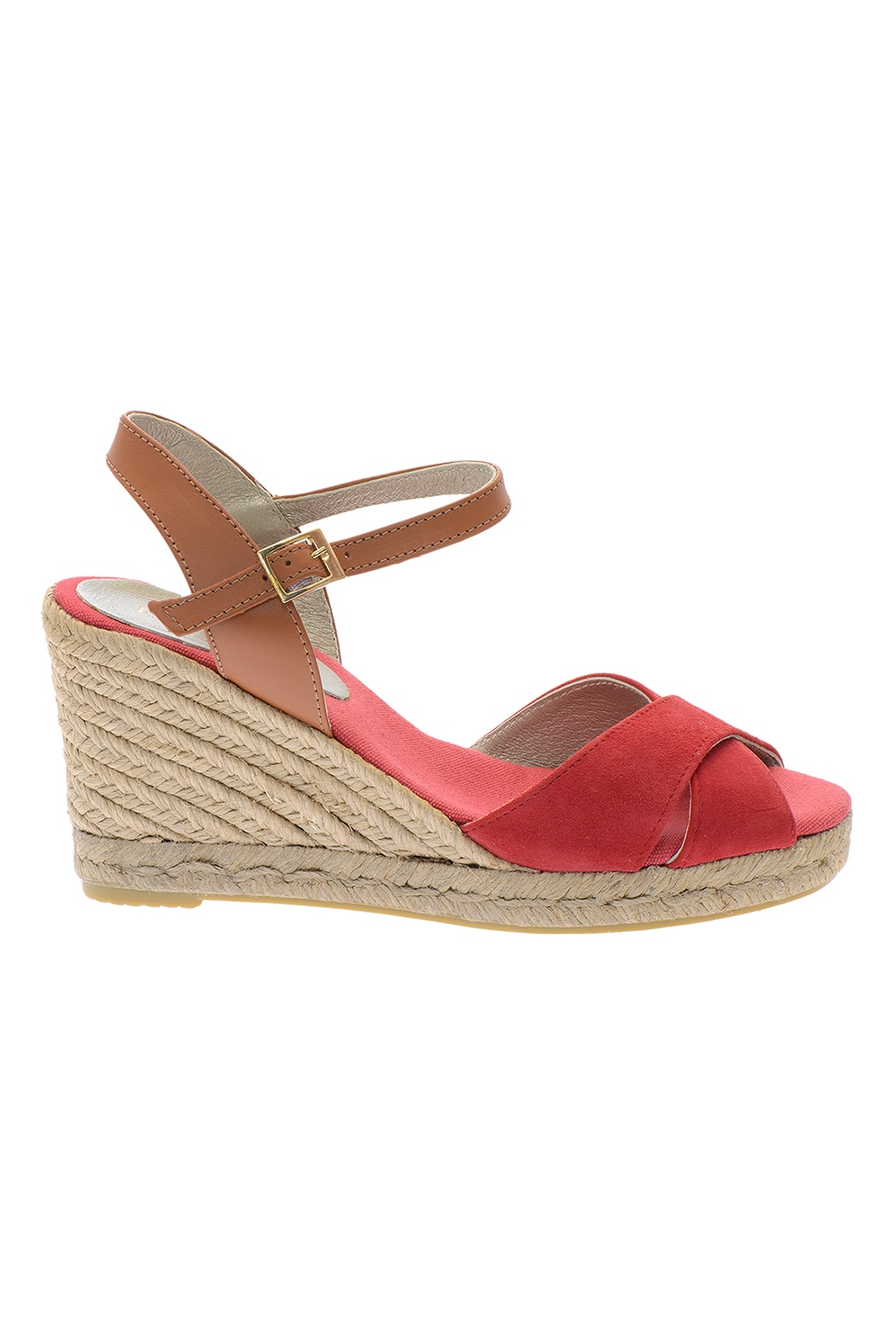 PAZOLINI, Sandale tip espadrile wedge, Rosu, 36 - eMAG.ro