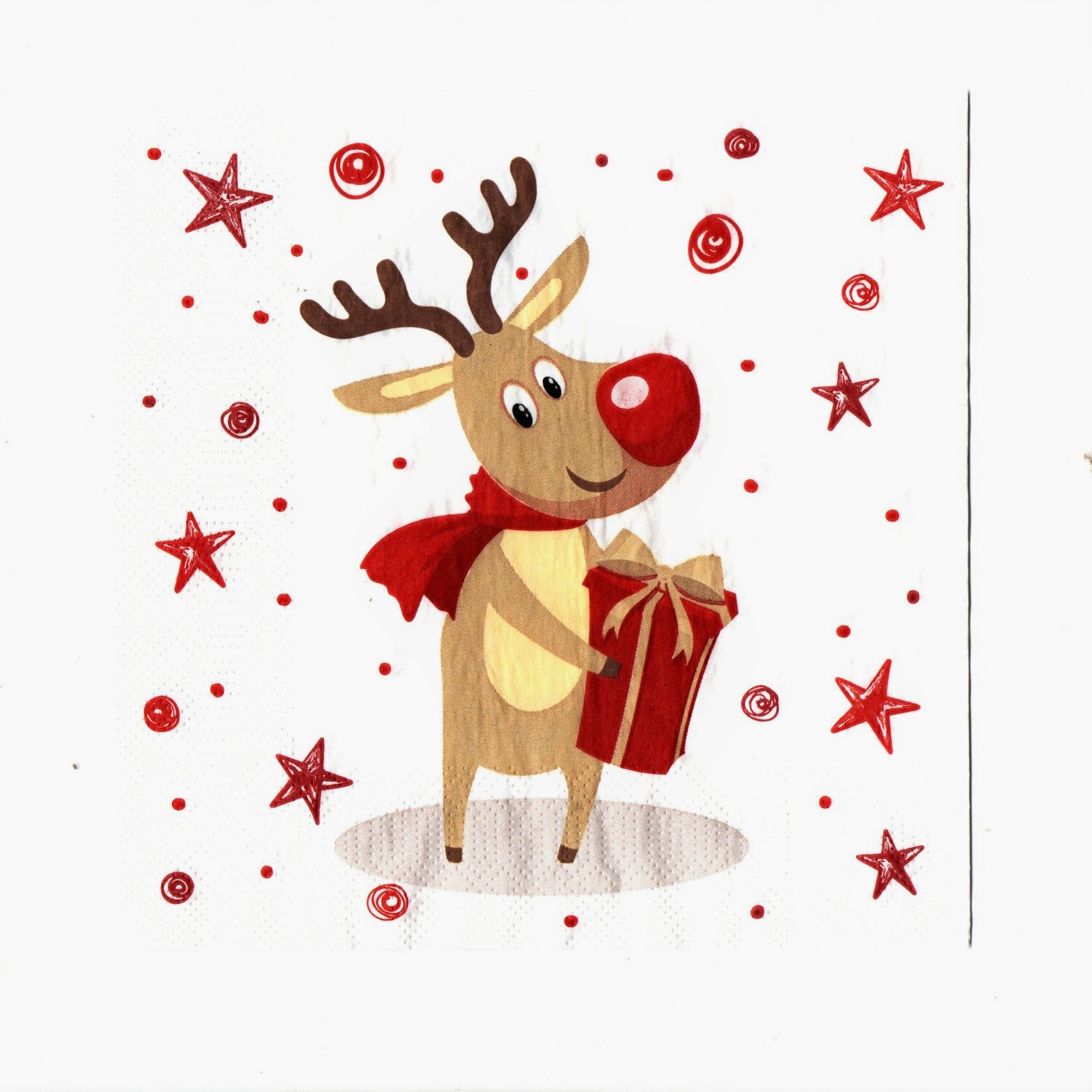 Servetele de Craciun Pachet de Masa 20 buc Renul Cadoul si Stele Rosii ...