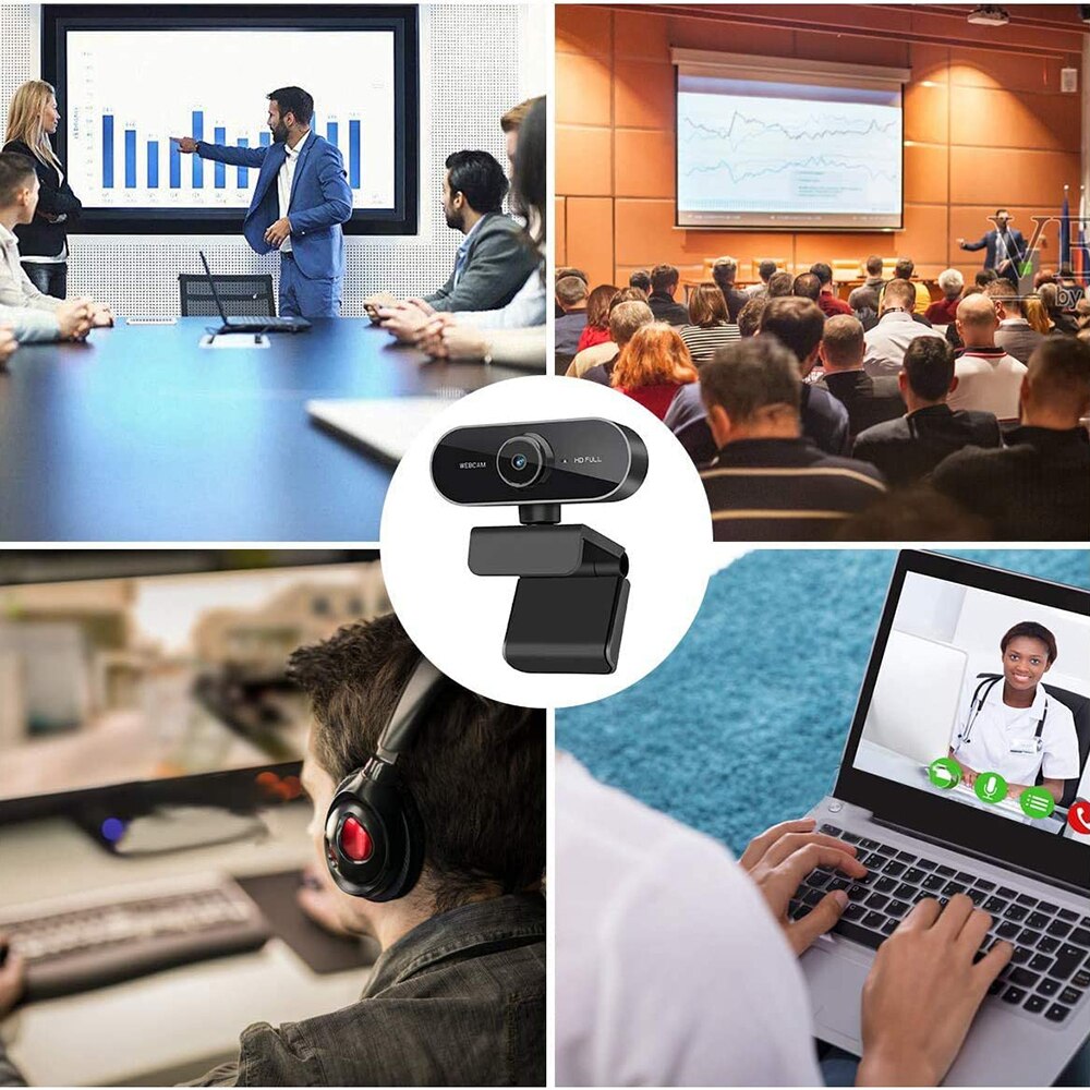 Camera web cu microfon, 1080P Full HD, USB, Negru - eMAG.ro