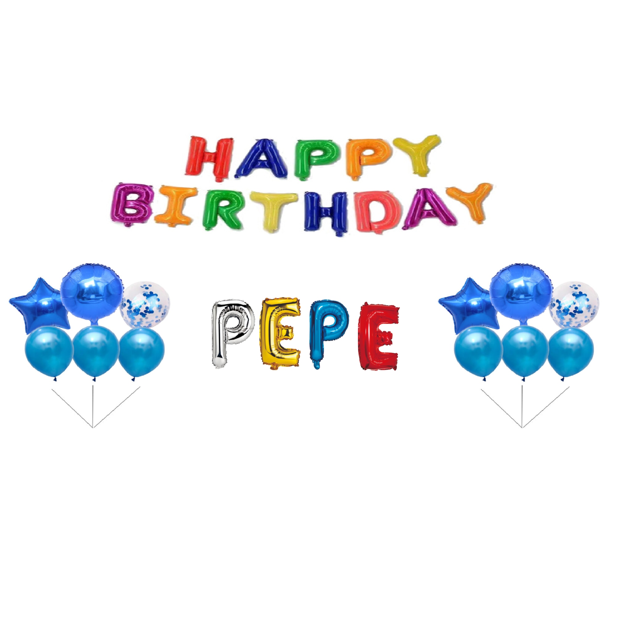 Set Baloane Happy Birthday Pepe, Cake topper, Multicolor M2 ,35Buc ...