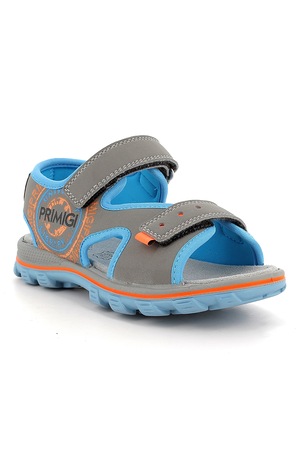 Primigi, Sandale cu velcro si logo, Grej, 28 EU - eMAG.ro