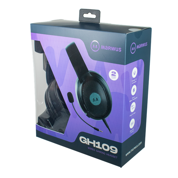 Casti pentru gaming cu fir, MARWUS, GH109, cu microfon, Negru - eMAG.ro