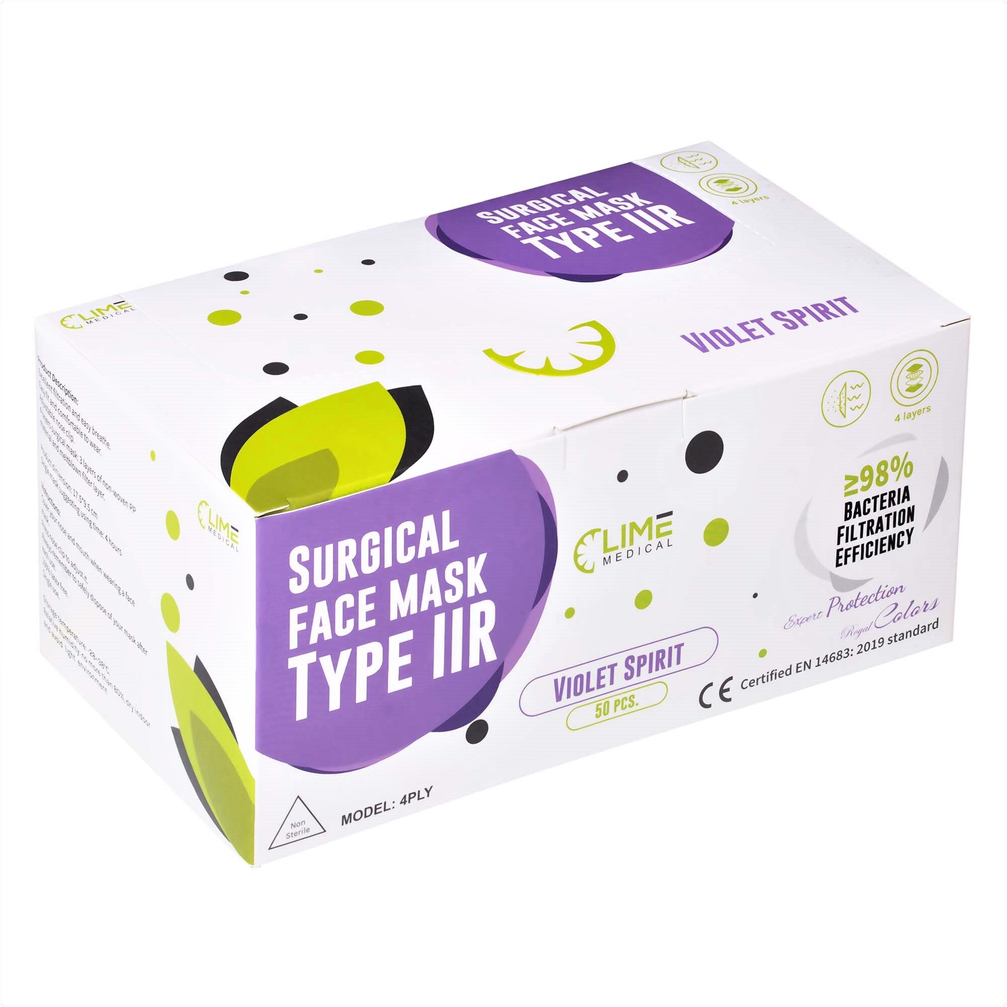 Set 50 Masti Medicale 4 straturi Tip IIR Full Color, Violet Spirit ...