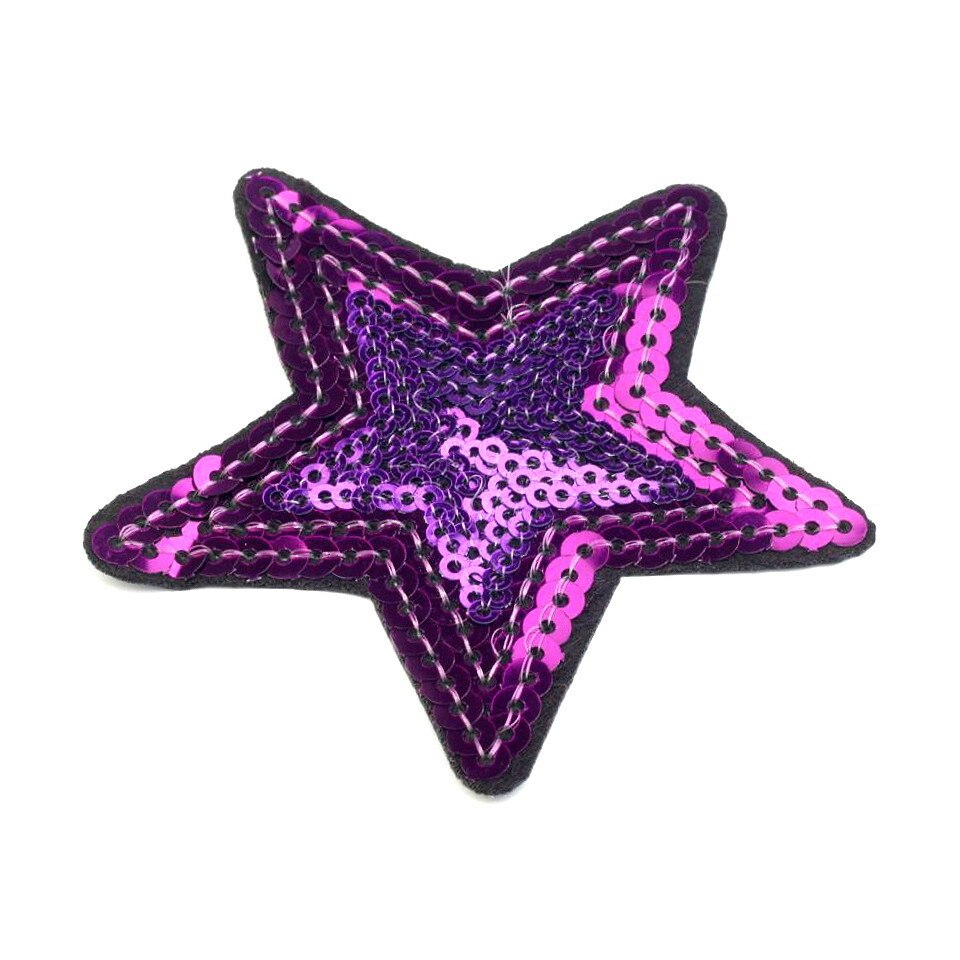 Aplicatie termoadeziva, stea cu paiete 70 mm, Mov - eMAG.ro