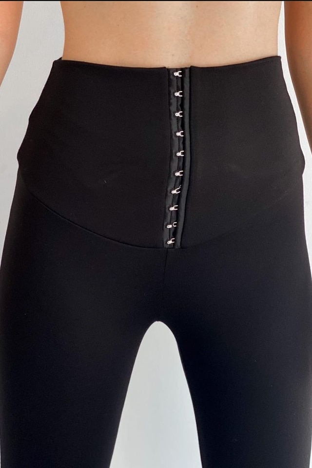 Colanti modelatori Memos, cu corset in talie, Negru, Masura universala ...