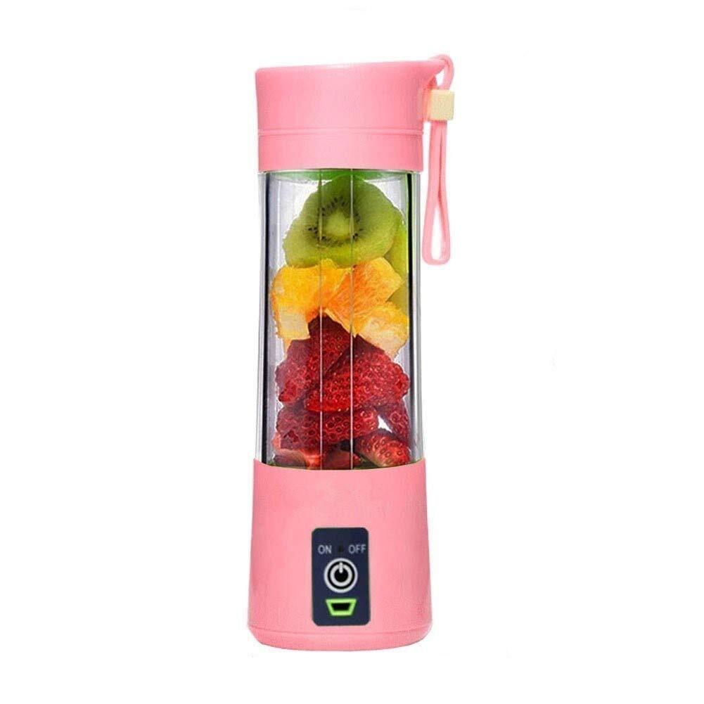 Mini blender portabil Deliny®, Multifunctional, Incarcare USB, 6 lame, 380 ml, Roz - eMAG.ro