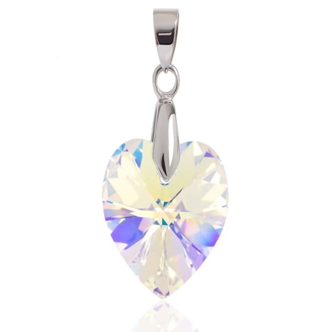 Lant argintiu, pandant cristal inima, Eurozone - eMAG.ro