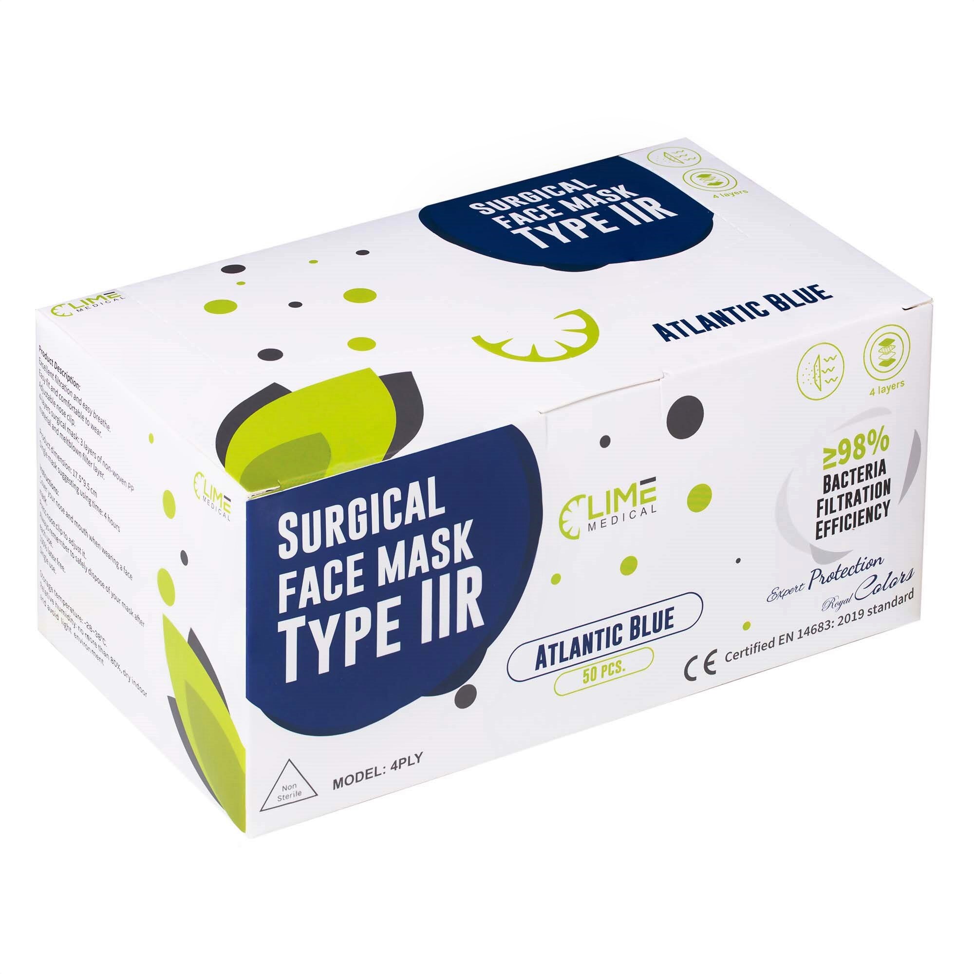 Set 50 Masti Medicale 4 straturi Tip IIR Full Color, Atlantic Blue ...