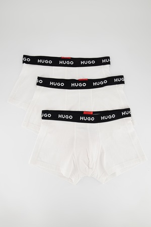 HUGO, Set de boxeri cu banda logo in talie - 3 perechi, Alb, XL - eMAG.ro
