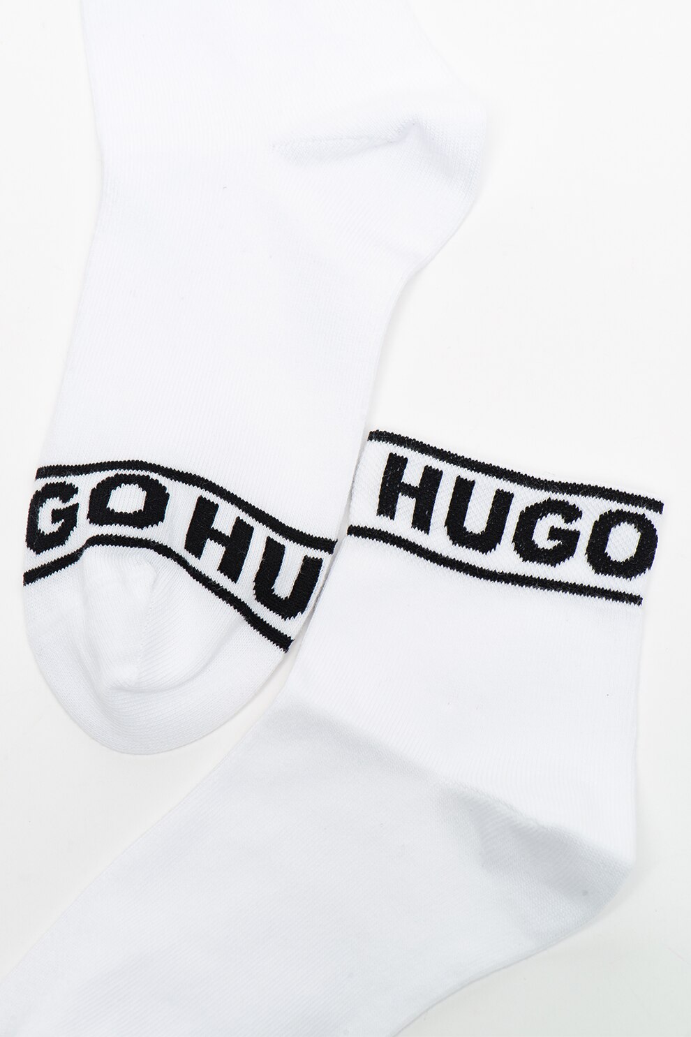 HUGO, Set de sosete lungi cu logo - 2 perechi, Alb, 39-42 - eMAG.ro