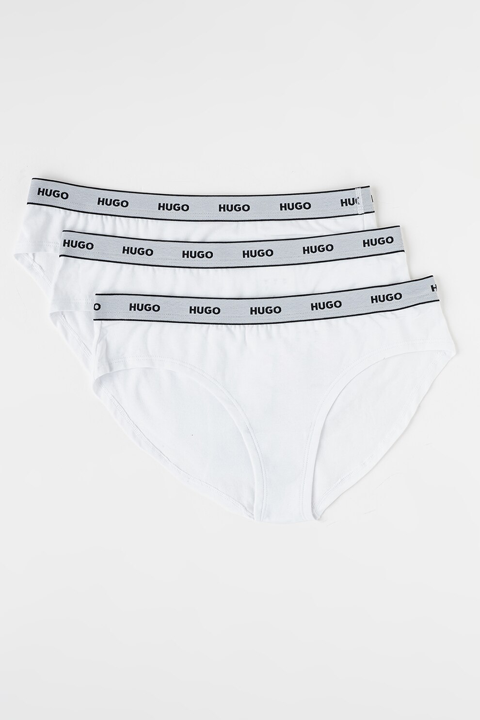 HUGO, Set de chiloti cu banda logo in talie - 3 perechi, Alb, L - eMAG.ro