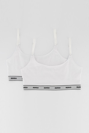 HUGO, Set de bustiere cu benzi logo - 2 piese, Alb, 2XL - eMAG.ro