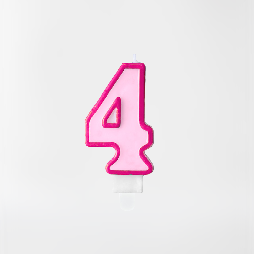 Lumanare tort cifra 4, PartyDeco, Roz, 7 cm - eMAG.ro