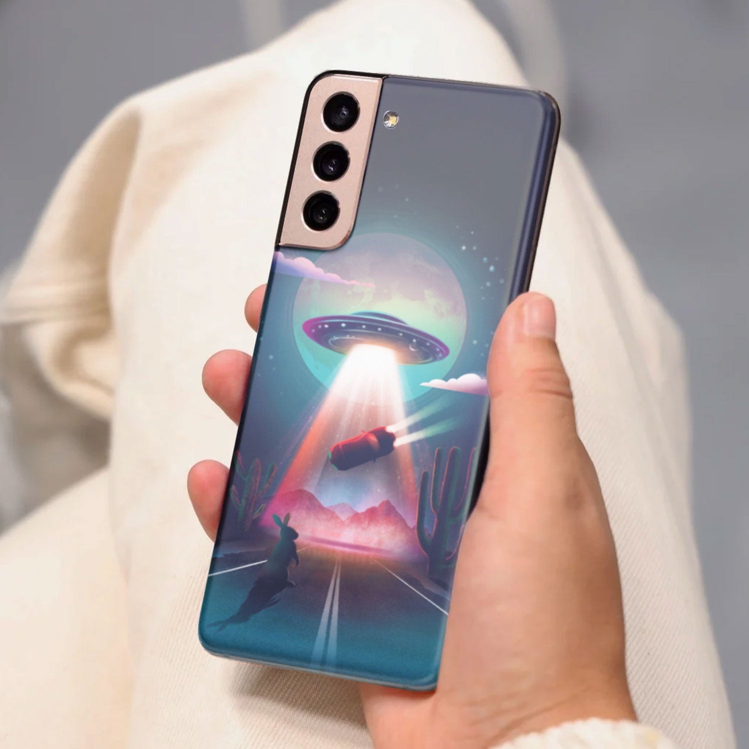 Кейс съвместим с модел Samsung Galaxy S21 Plus Alien Abduction, силикон ...