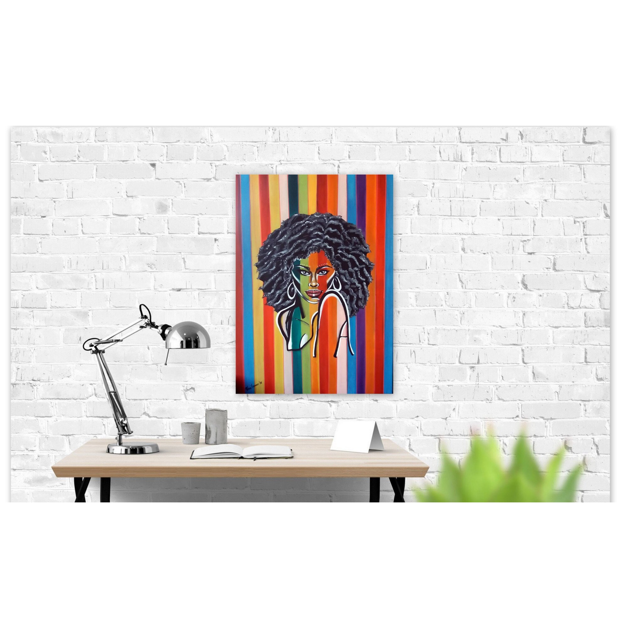 Tablou "African Girl", pictat manual cu vopsele acrilice, M24, modern ...