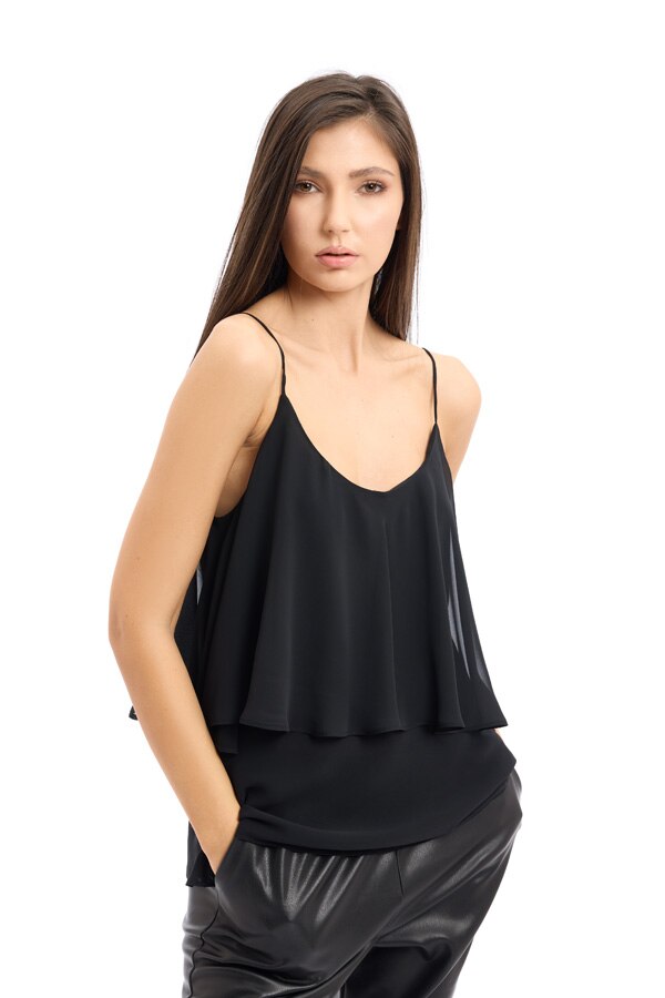 Top dama, RVL Fashion, cu volane, negru, S INTL - eMAG.ro