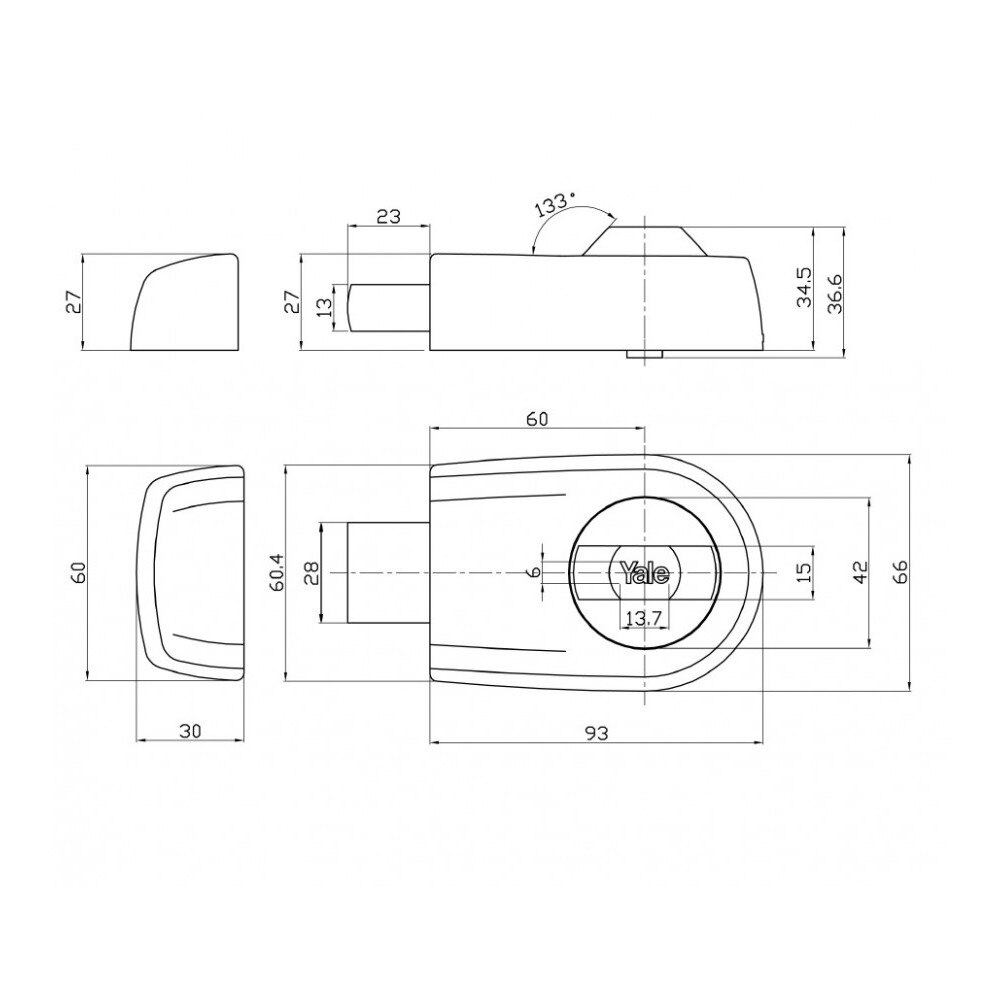 Broasca aplicata Yale Y2 T pentru usi de exterior cu cilindru si 3 chei ...