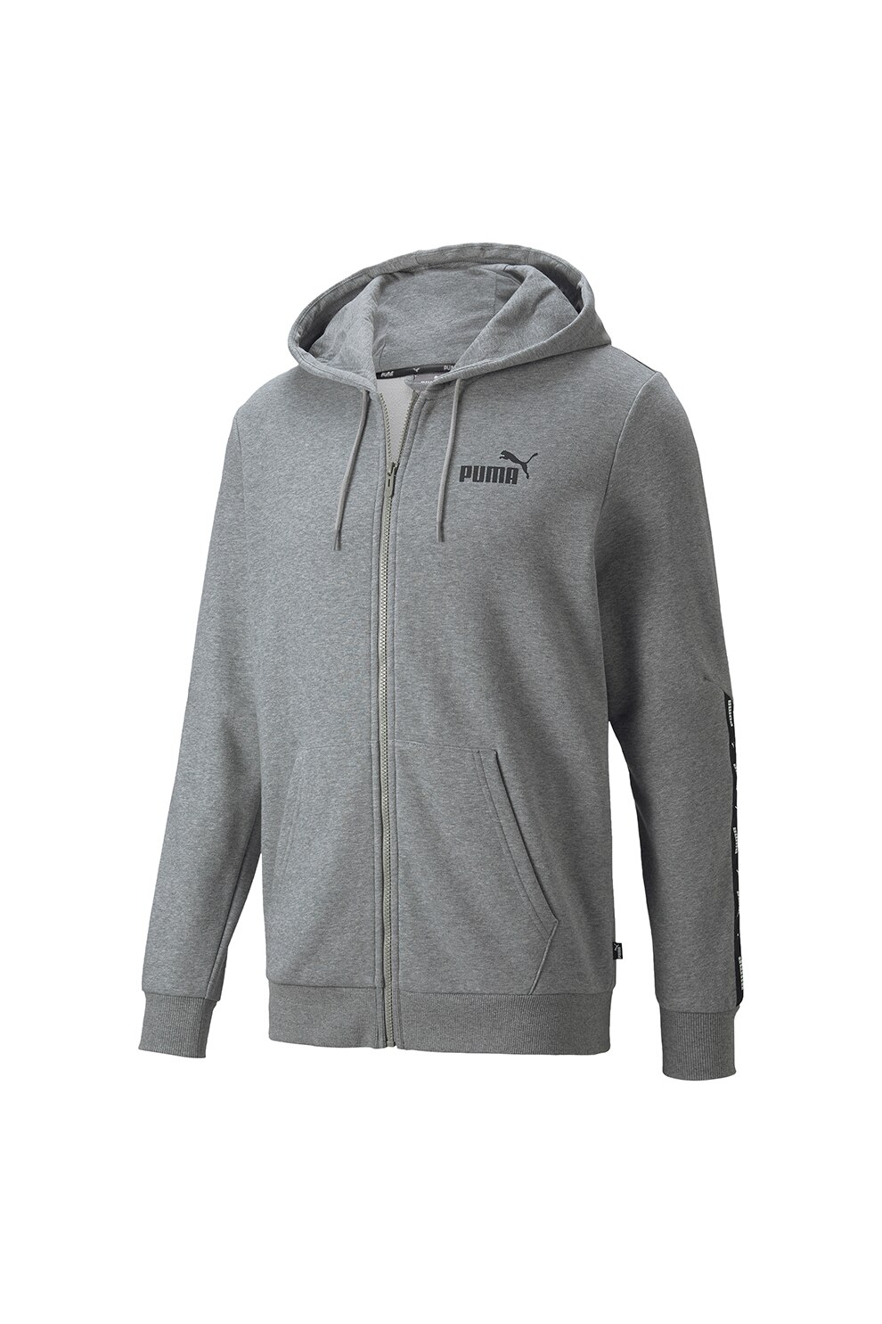 Puma, Hanorac cu fermoar si logo Essential, Gri melange, 2XL - eMAG.ro